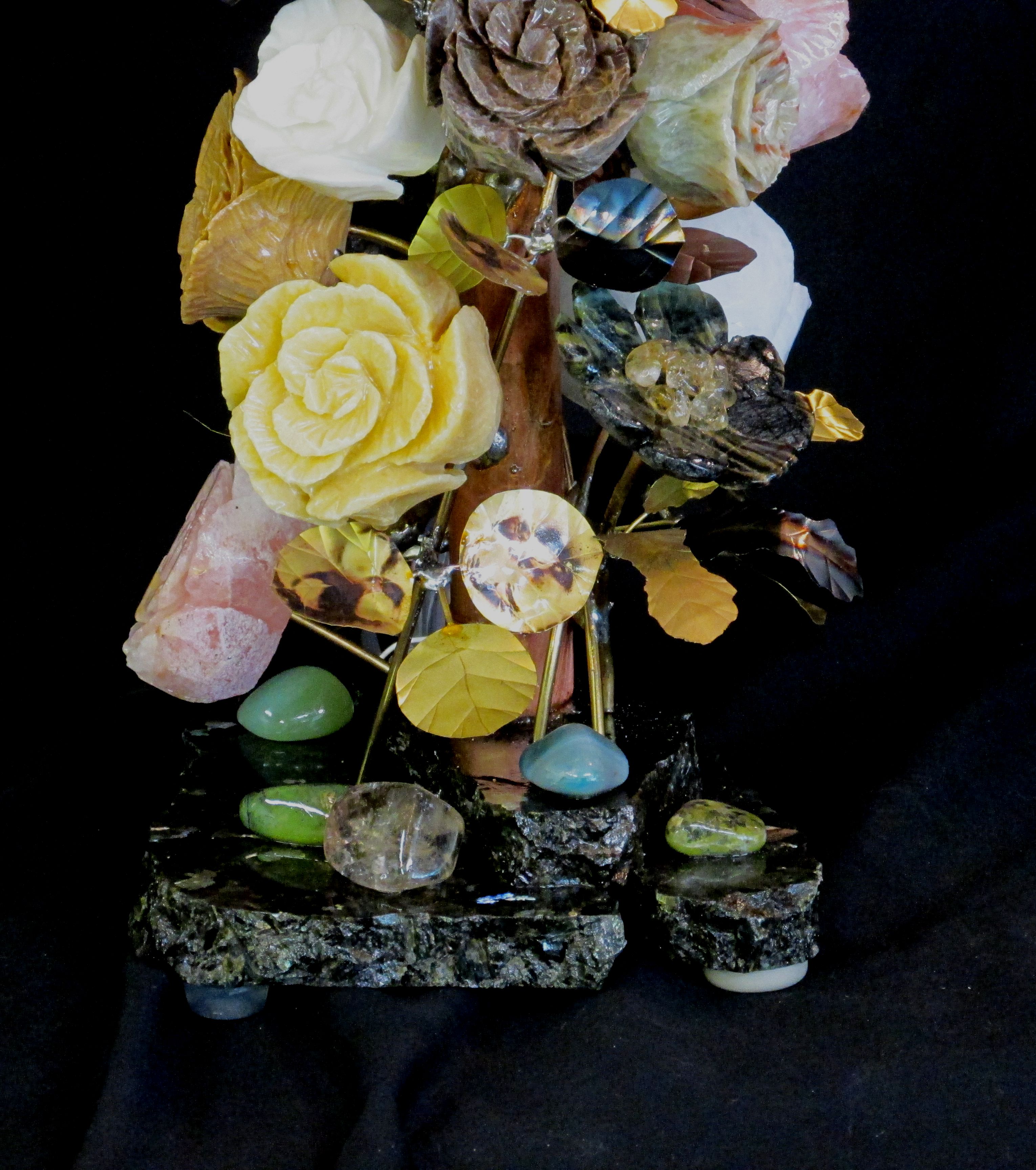 Stone Flower Garden Lamp…natural stone-gemstone flower sculpture by ...