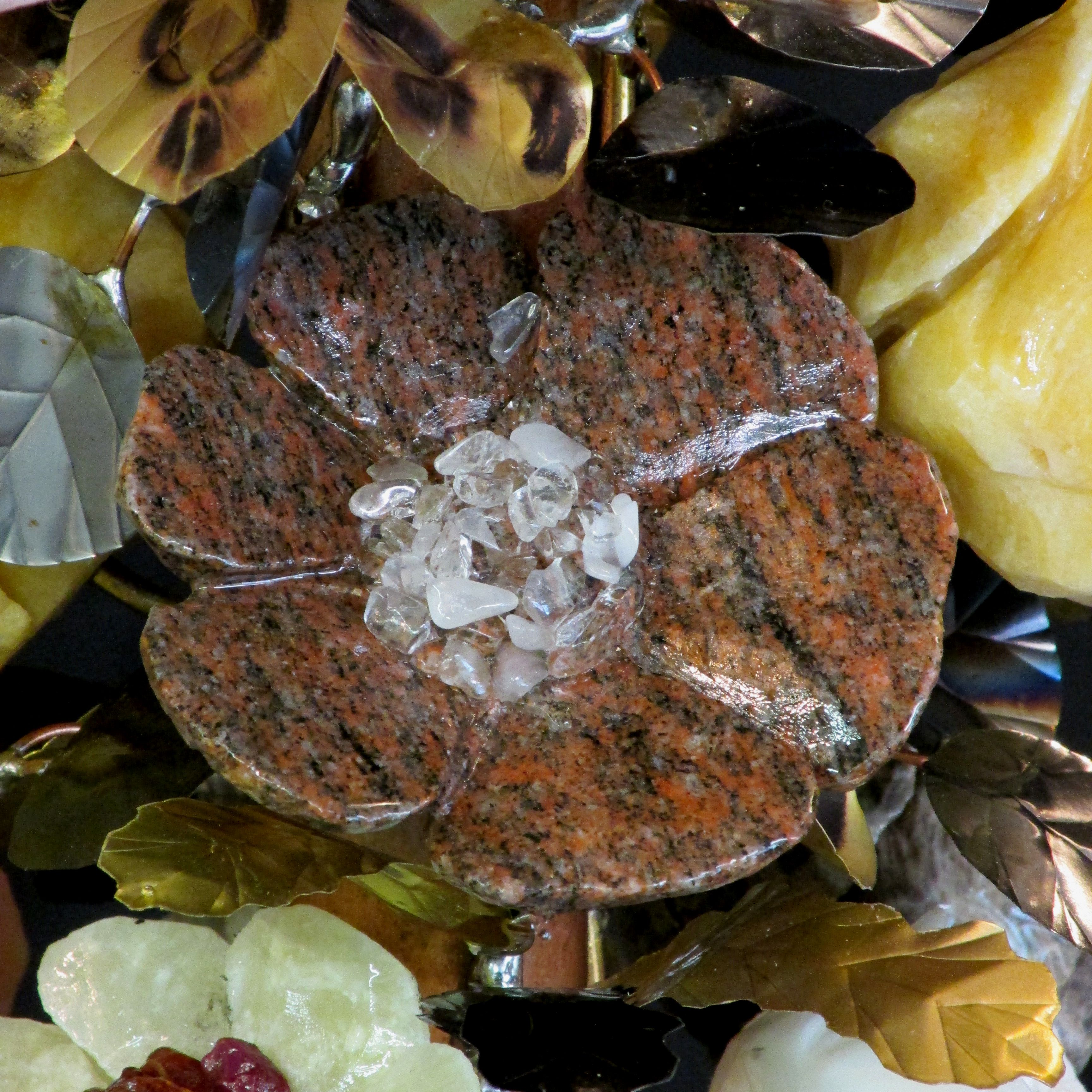 Stone Flower Garden Lamp…natural stone-gemstone flower sculpture by ...