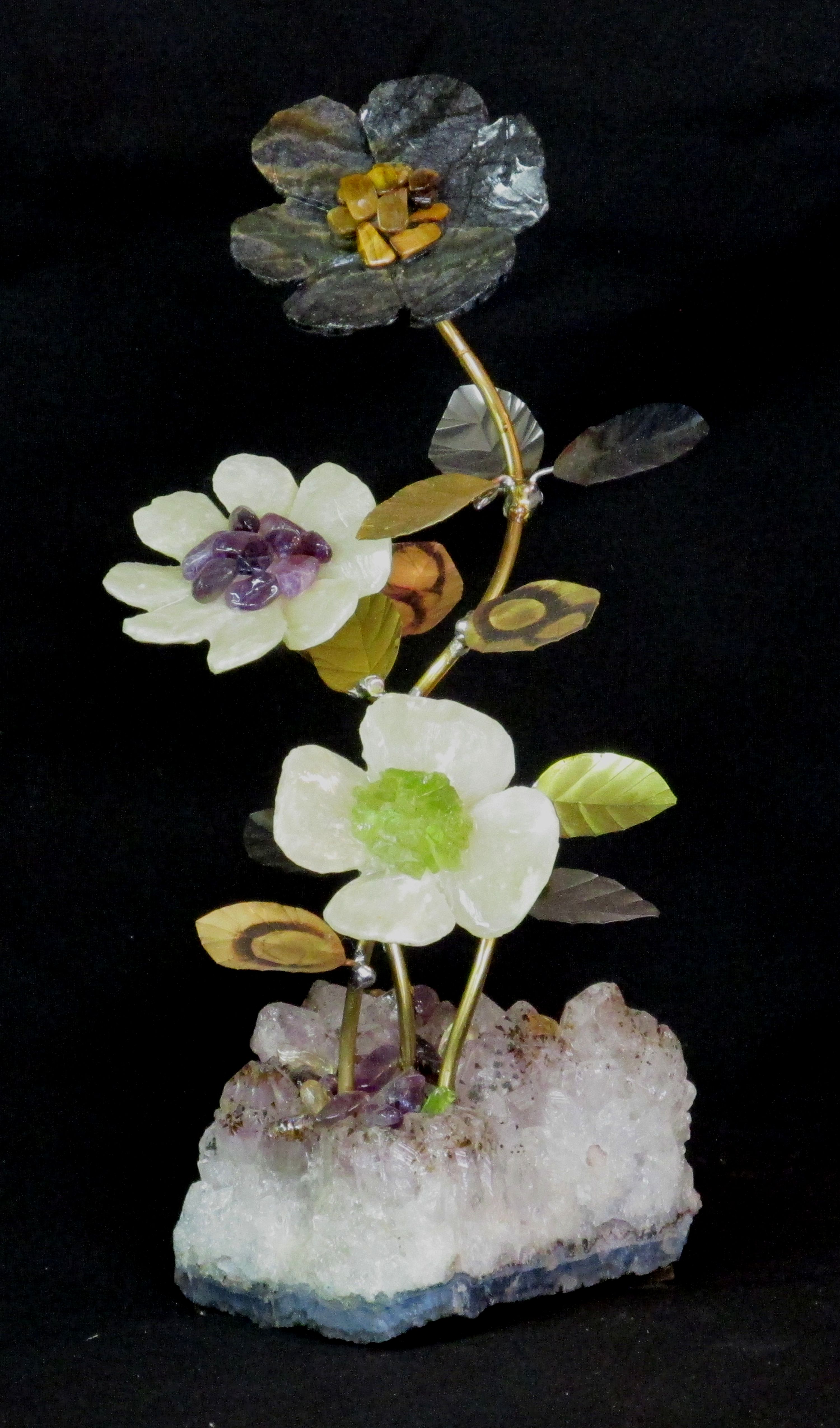 New triple and half dozen stone flower sculptures | John Foster Art ...